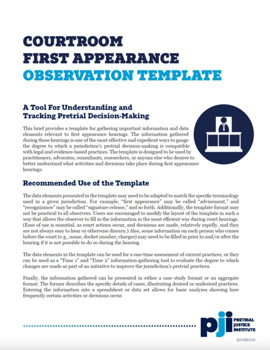 Courtroom First Appearance Observation Template | Research | Pretrial ...